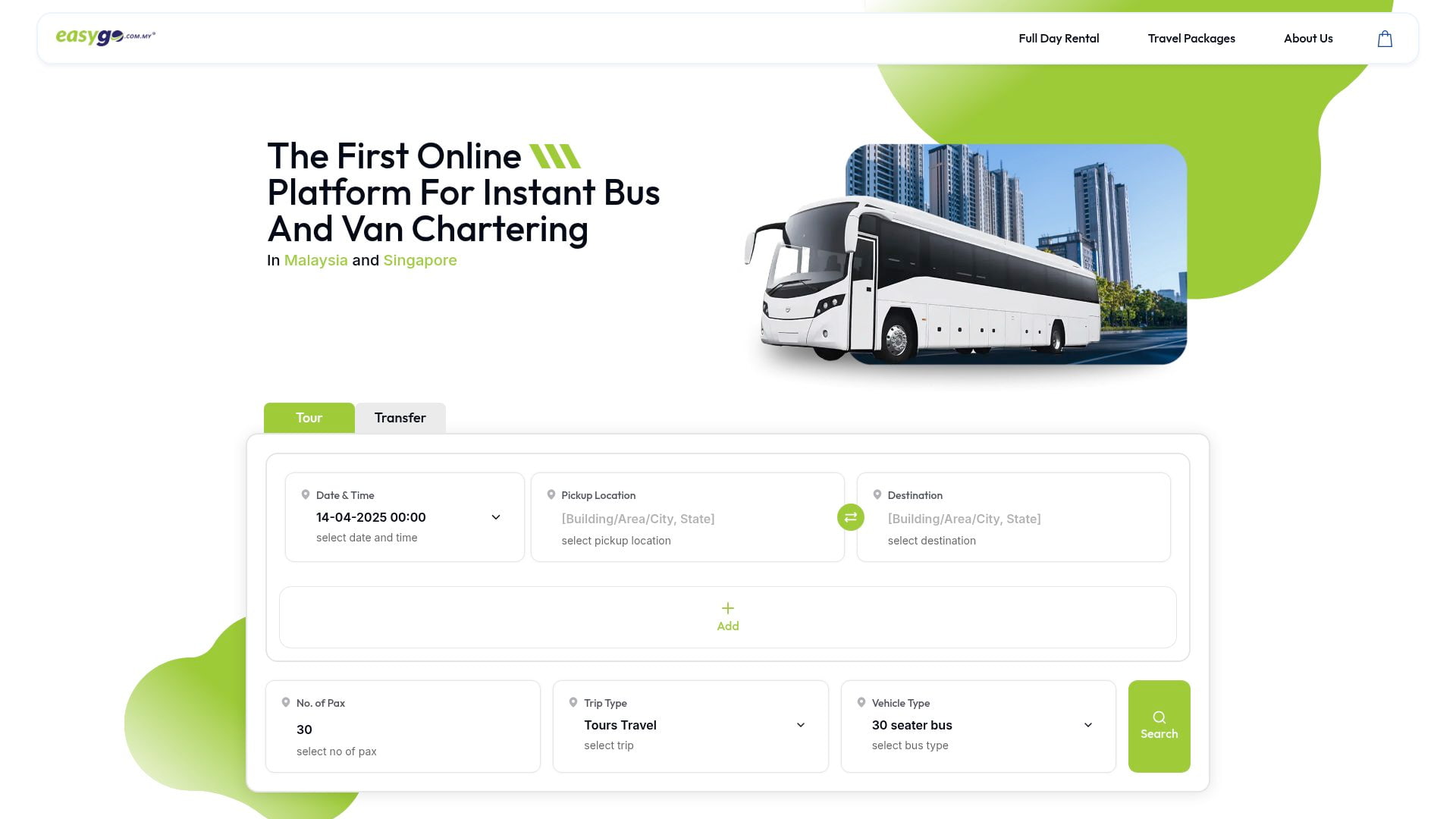 Instant Bus/Van Chartering Service Malaysia & Singapore | Easygo.com.my